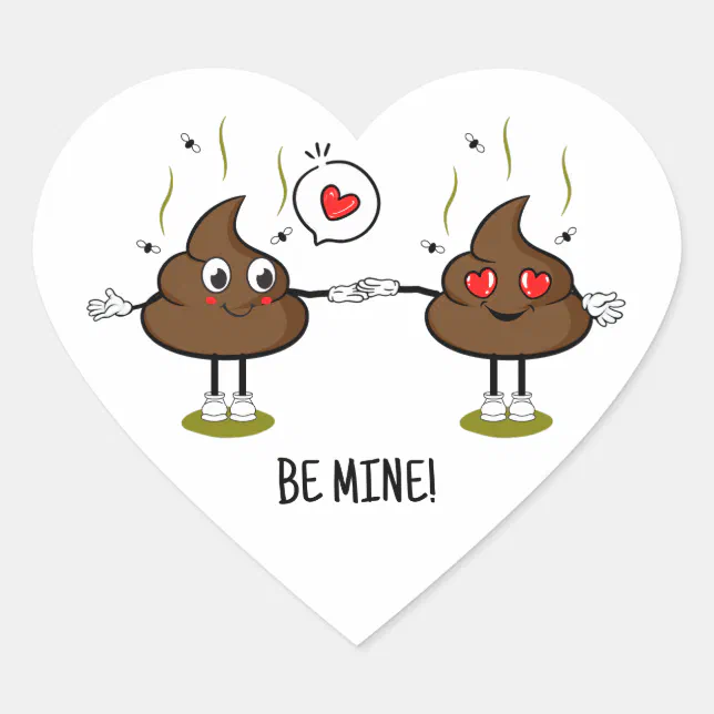 Personalized Poop Emoji Love Couple Heart Sticker | Zazzle