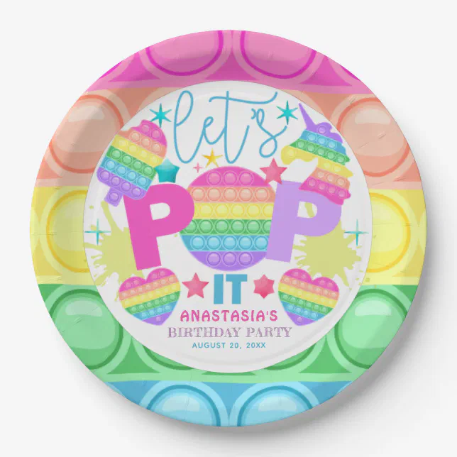 Personalized Pop It Birthday Paper Plates | Zazzle
