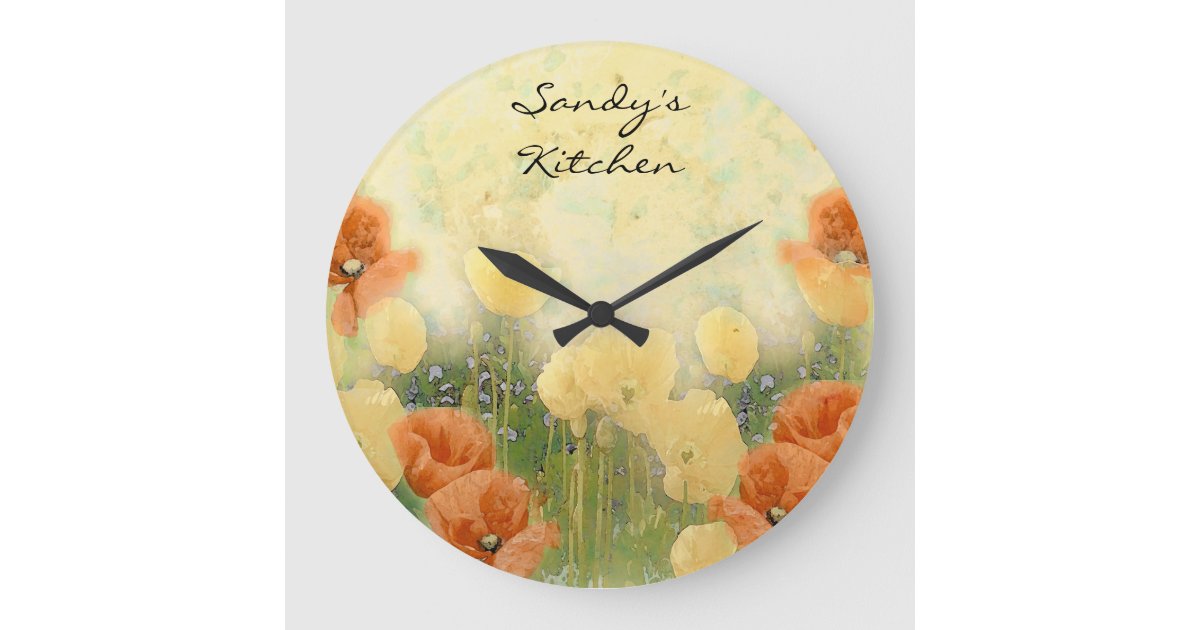 Personalized Poppy Kitchen Clock | Zazzle