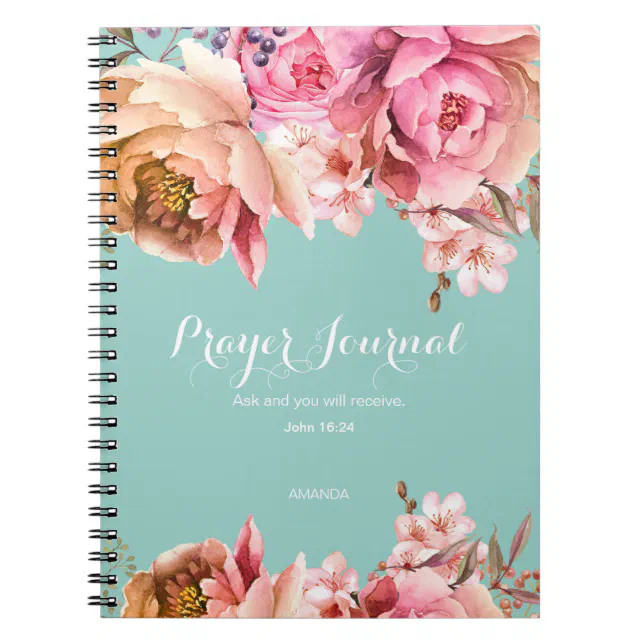 Personalized Prayer Journal Blush Pink Flowers | Zazzle