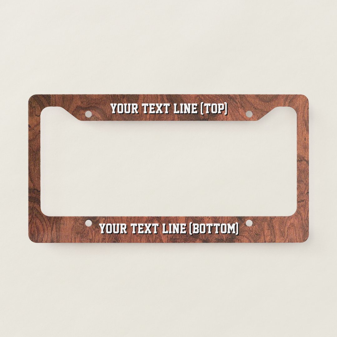 Personalized Precious Wood Inlay Style Print on a License Plate Frame ...