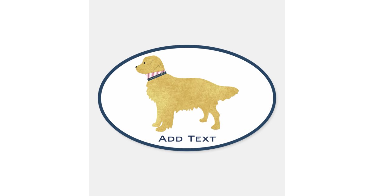 Personalized Preppy Golden Retriever Oval Sticker | Zazzle