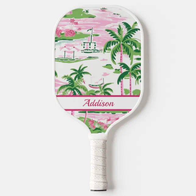 Personalized Preppy Pink Pickleball Paddle | Zazzle
