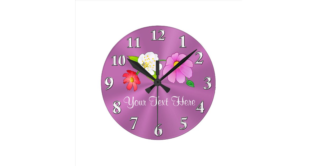 Personalized Pretty Clocks with Hawaiian Flowers | Zazzle