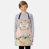 Personalized Pretty Peach Floral Kitchen Apron | Zazzle