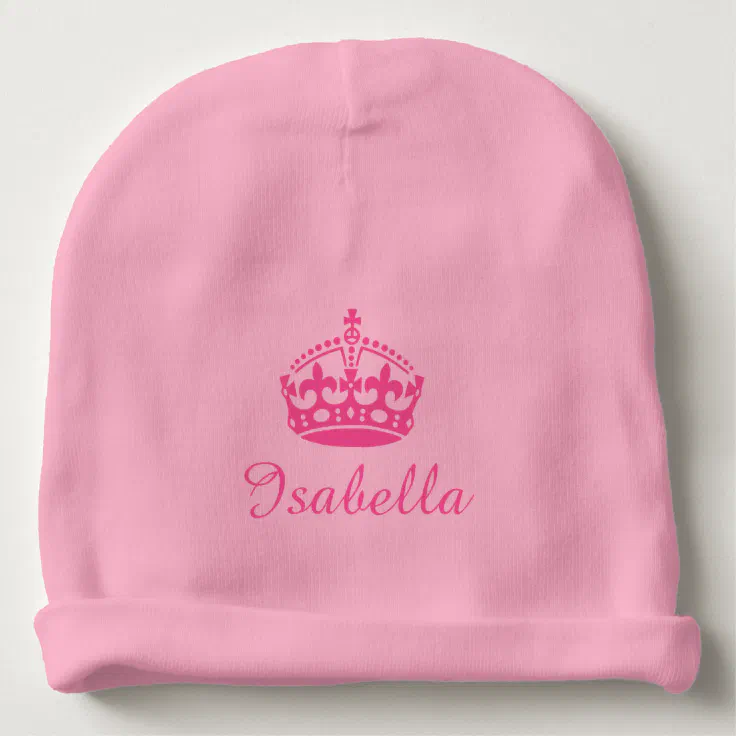 Personalized princess crown girls baby beanie hat | Zazzle