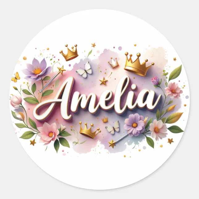 Personalized Princess Floral Name Stickers | Zazzle