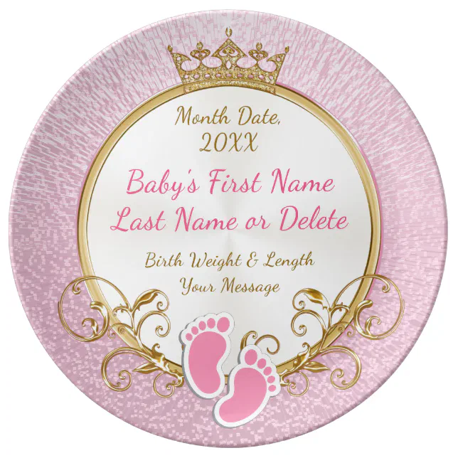 Personalized Princess Keepsake Gifts for Baby Girl Dinner Plate | Zazzle