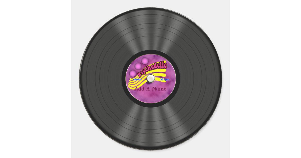 Personalized Psychedelic Vinyl Record Classic Round Sticker | Zazzle