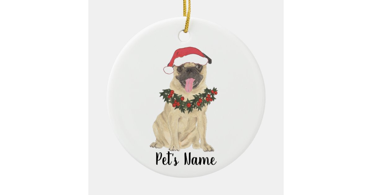 Personalized Pug Ceramic Ornament | Zazzle