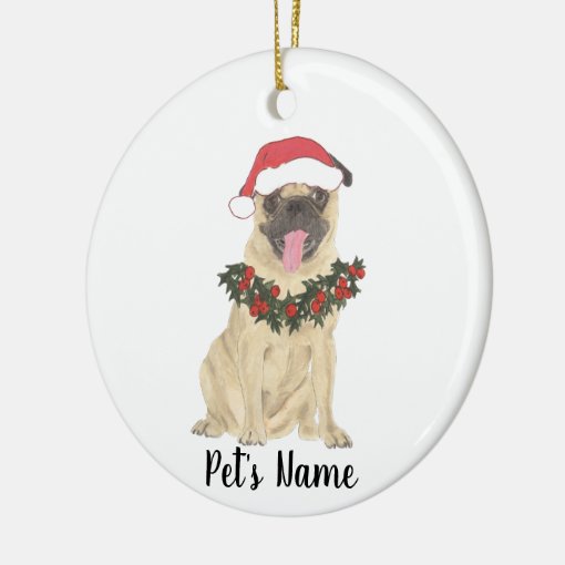 Personalized Pug Ceramic Ornament | Zazzle