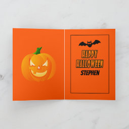 Personalized | Pumpkin Happy Halloween Greetings Card | Zazzle