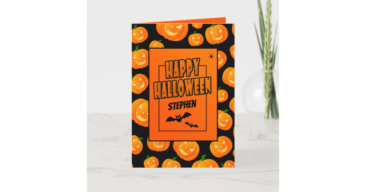 Personalized | Pumpkin Happy Halloween Greetings Card | Zazzle