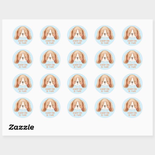 Personalized Puppy Dog Birthday Party Sticker | Zazzle