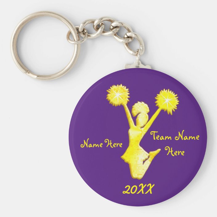 Personalized Purple and Gold Cheerleader Keychains | Zazzle.com