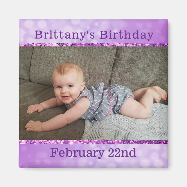 Personalized Purple Birthday Reminder Magnet | Zazzle