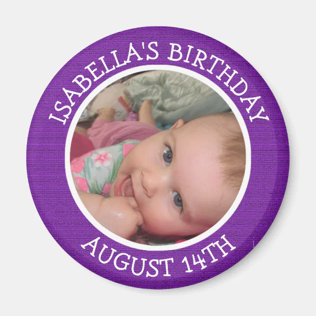 Personalized Purple Birthday Reminder Magnet | Zazzle