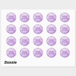 Personalized Purple Bokeh Wedding Stickers | Zazzle