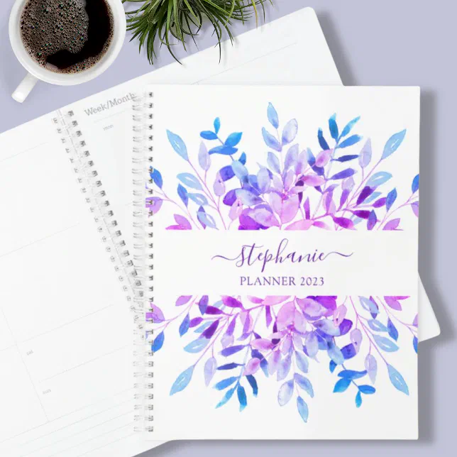 Personalized Purple Botanical Planner | Zazzle