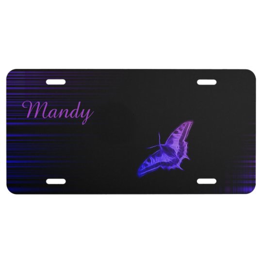 Personalized Purple Butterfly License Plate | Zazzle.com