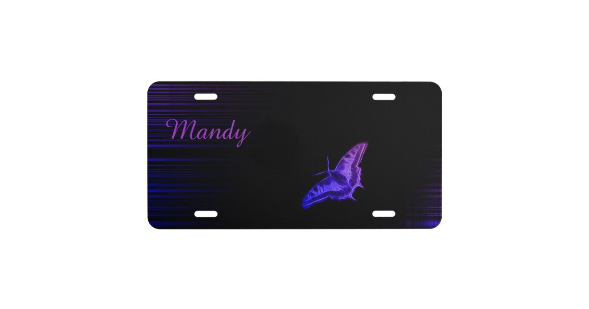 Personalized Purple Butterfly License Plate | Zazzle