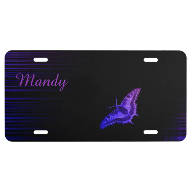 Personalized Purple Butterfly License Plate | Zazzle