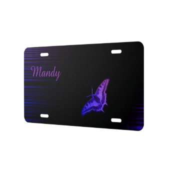 Personalized Purple Butterfly License Plate | Zazzle