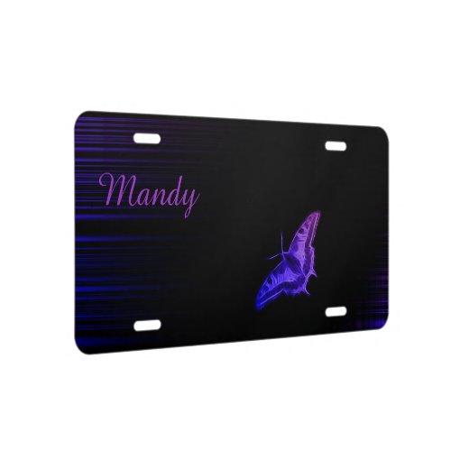 Personalized Purple Butterfly License Plate | Zazzle