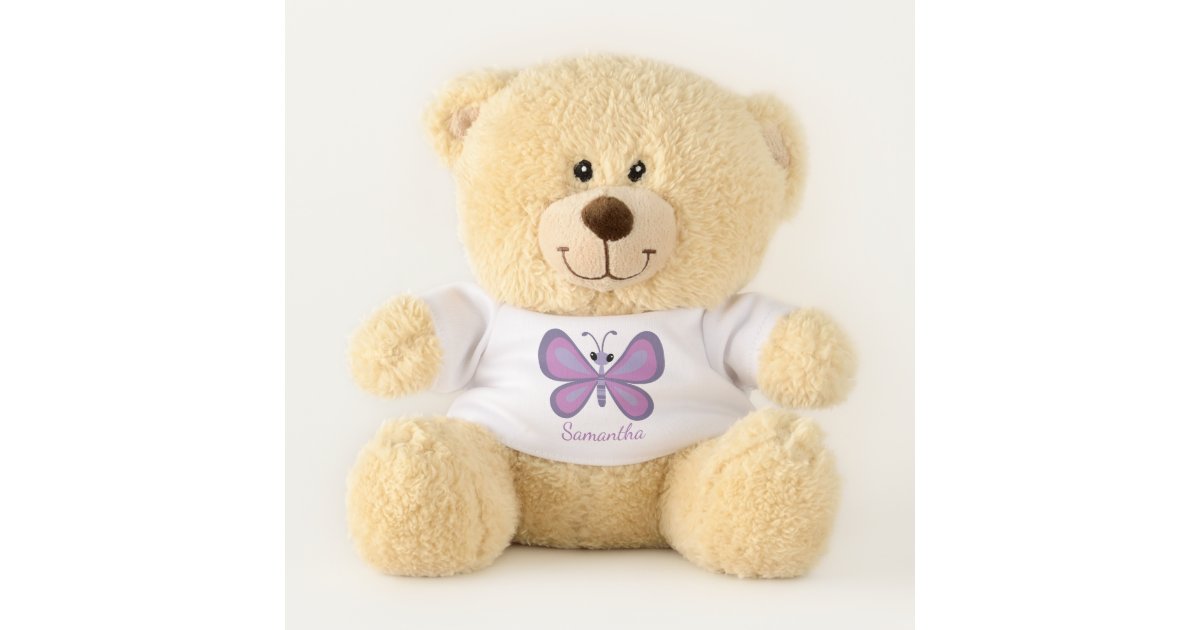 Personalized Purple Butterfly Teddy Bear | Zazzle