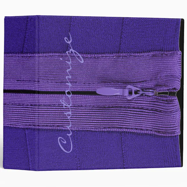 Personalized Purple Faux Zipper Binder | Zazzle