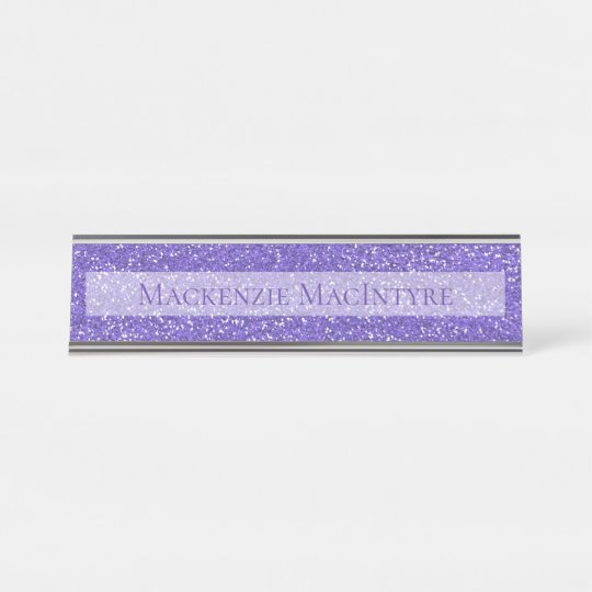 Personalized Purple Glitter | Chic Sparkle Desk Name Plate | Zazzle.com