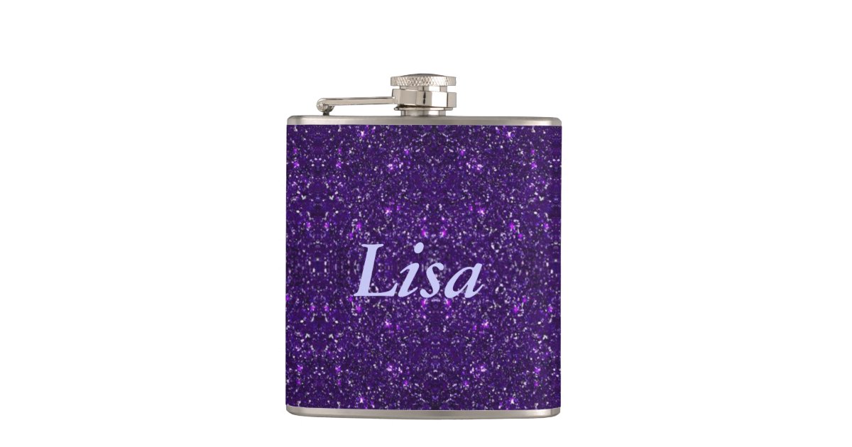 Personalized Purple Glitter Flask | Zazzle