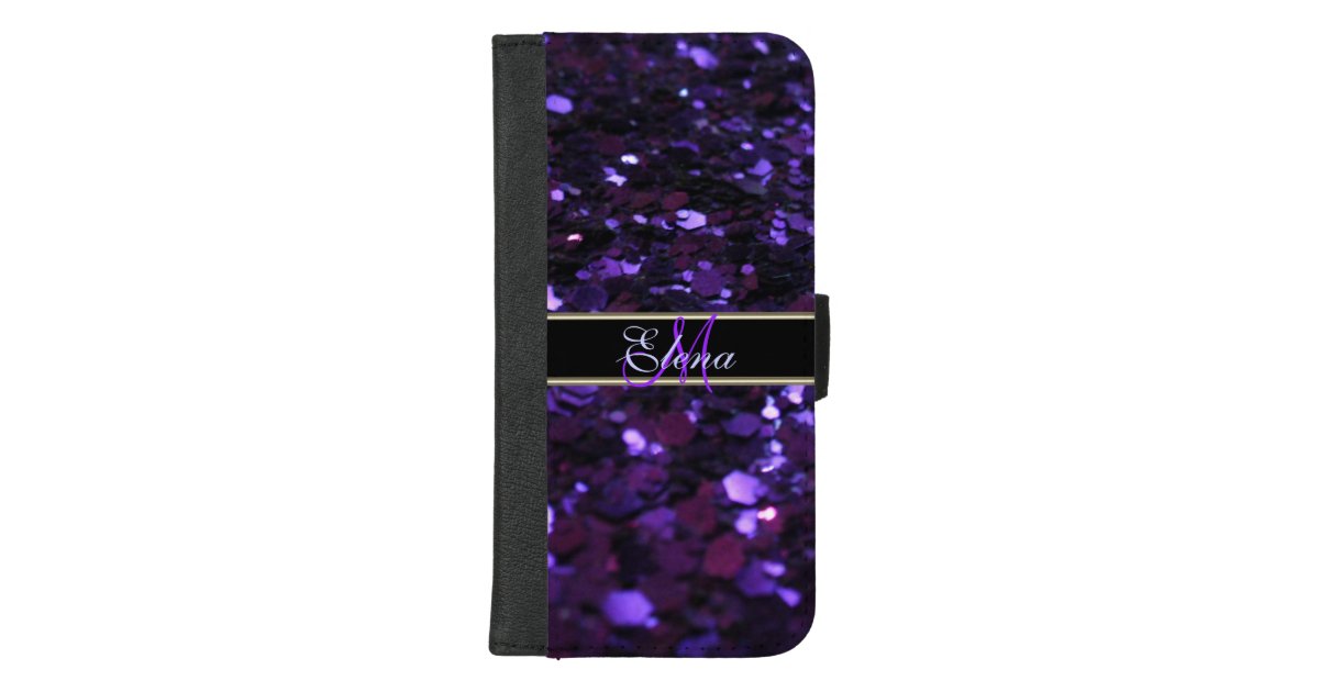 Personalized Purple Glitter Wallet Case | Zazzle