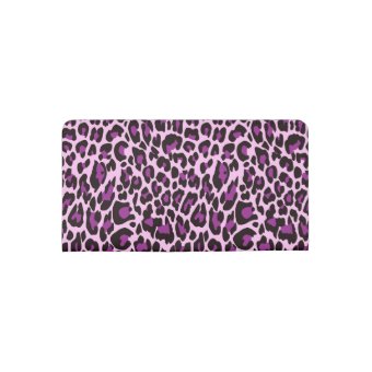 Personalized Purple Leopard Print Glitter Checkbook Cover | Zazzle