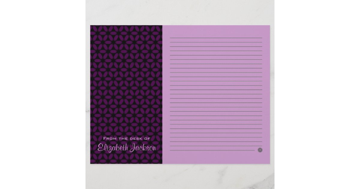 Personalized Purple Lined Note Paper Stationery | Zazzle