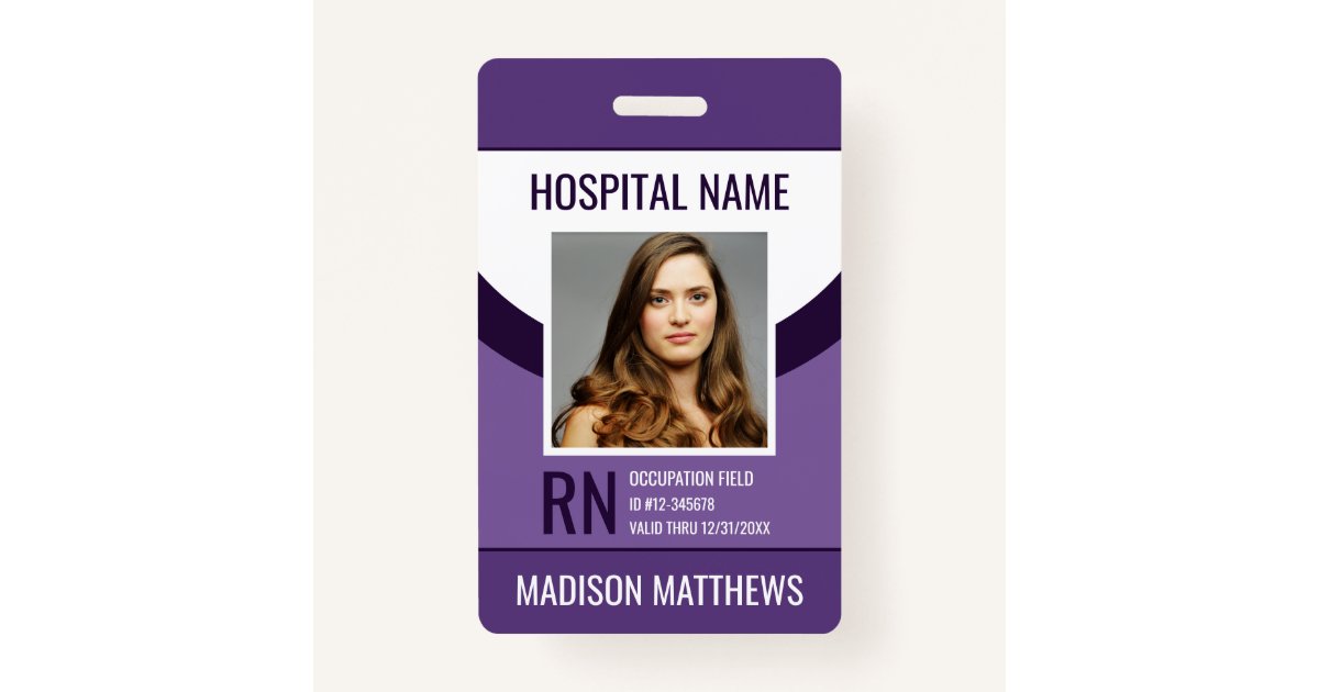 Personalized Purple Medical Employee Badge | Zazzle