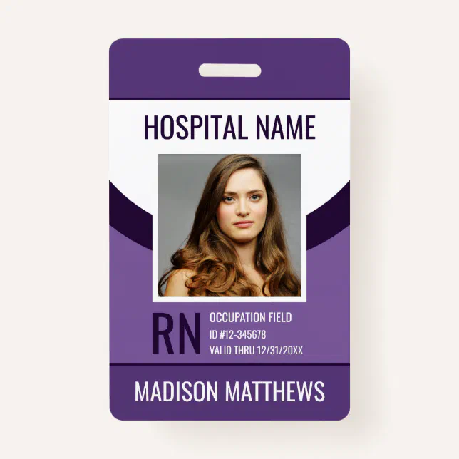 Personalized Purple Medical Employee Badge | Zazzle