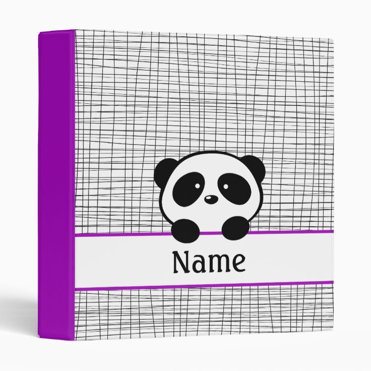 Personalized Purple Panda Bear School Binder | Zazzle