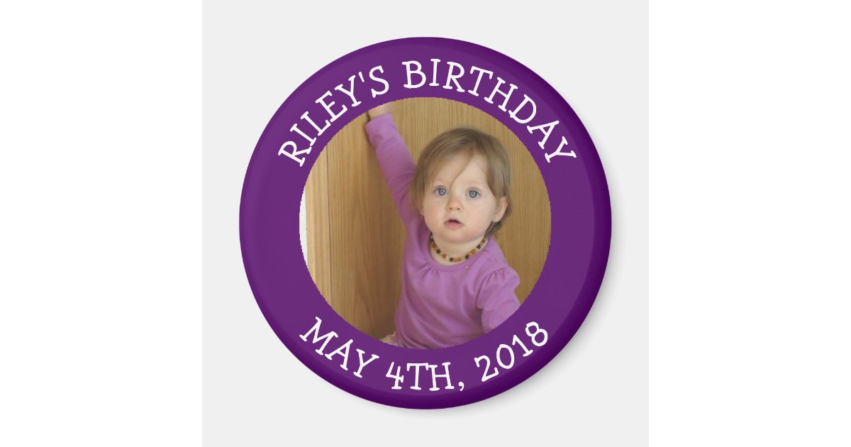 Personalized Purple Photo Reminder Magnet | Zazzle