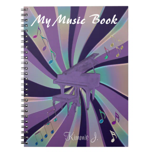 Personalized Purple Piano Music Notes Notebook | Zazzle