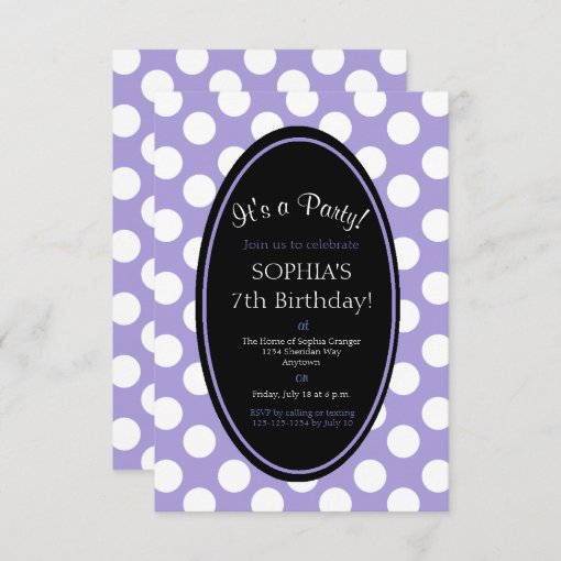 Personalized Purple Polka Dot Party Invitation | Zazzle