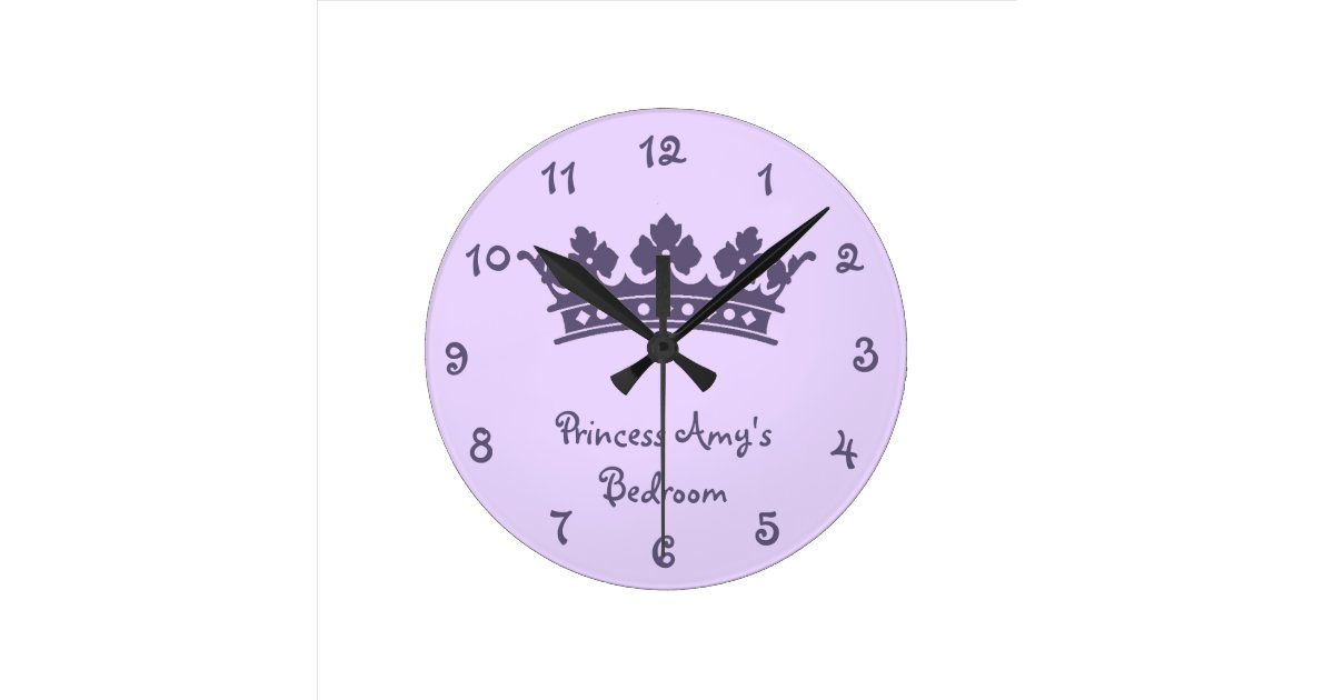 Personalized Purple Princess Girl's Bedroom Round Clock | Zazzle.com