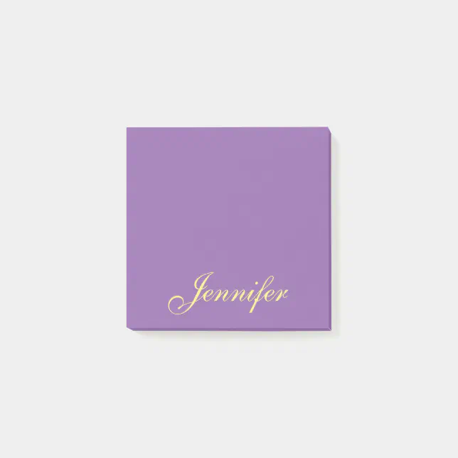 Personalized Purple Script Post it Sticky Notes | Zazzle
