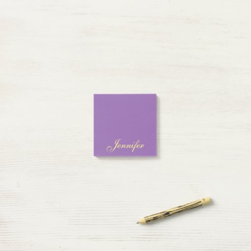 Personalized Purple Script Post it Sticky Notes | Zazzle