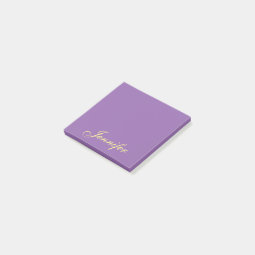 Personalized Purple Script Post it Sticky Notes | Zazzle