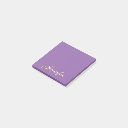 Personalized Purple Script Post it Sticky Notes | Zazzle