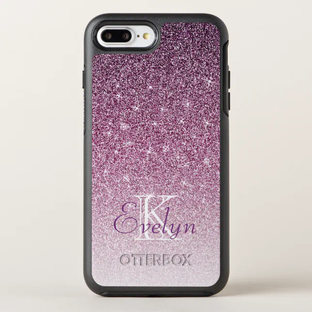 Personalized Purple Sparkle Glitter Monogram Otterbox iPhone Case | Zazzle