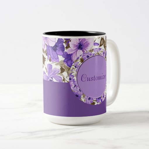 Personalized Purple & White Floral Mug | Zazzle