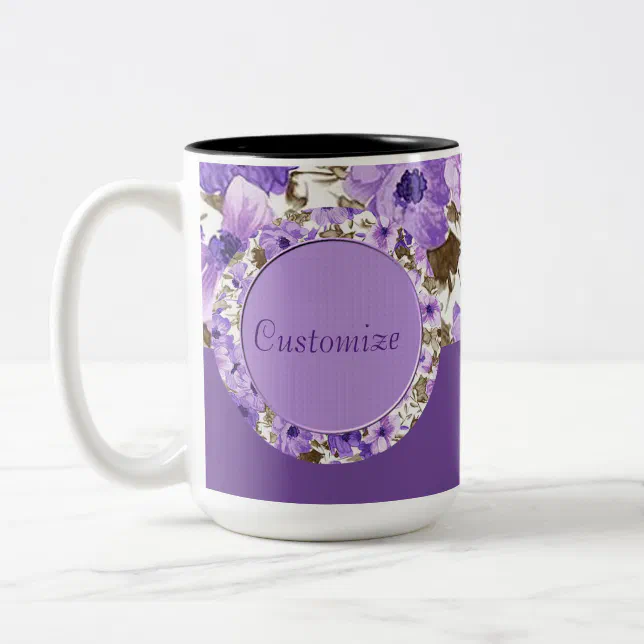 Personalized Purple & White Floral Mug | Zazzle