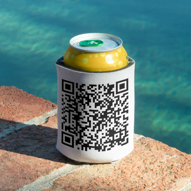 Personalized QR Code Custom URL Square Can Cooler | Zazzle